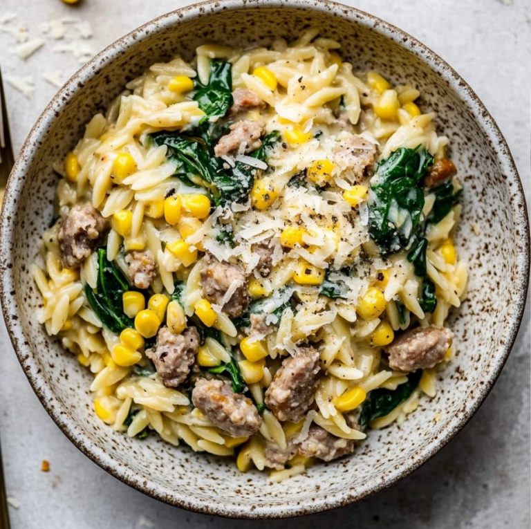 One-Pot Orzo with Sausage, Spinach and Corn – Reserveamana